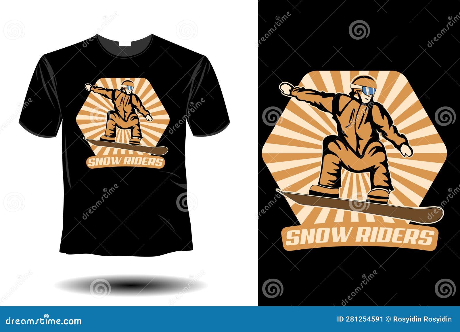Snow Riders Mockup Retro Vintage Design Stock Vector - Illustration of ...