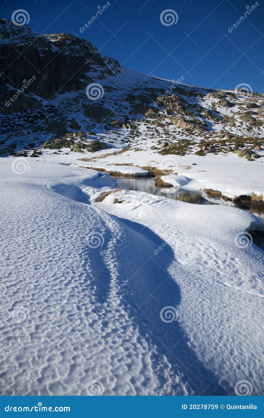 Snow river and mountain stock image. Image of castilla - 20278759