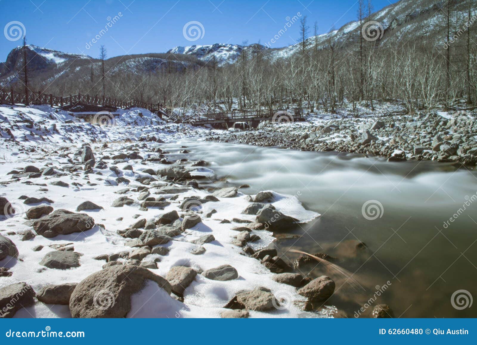 Snow river stock photo. Image of travel, changbaishan - 62660480