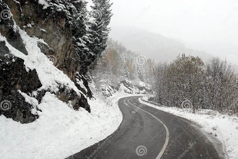 Snow road stock photo. Image of transportation, alps, covered - 1661950