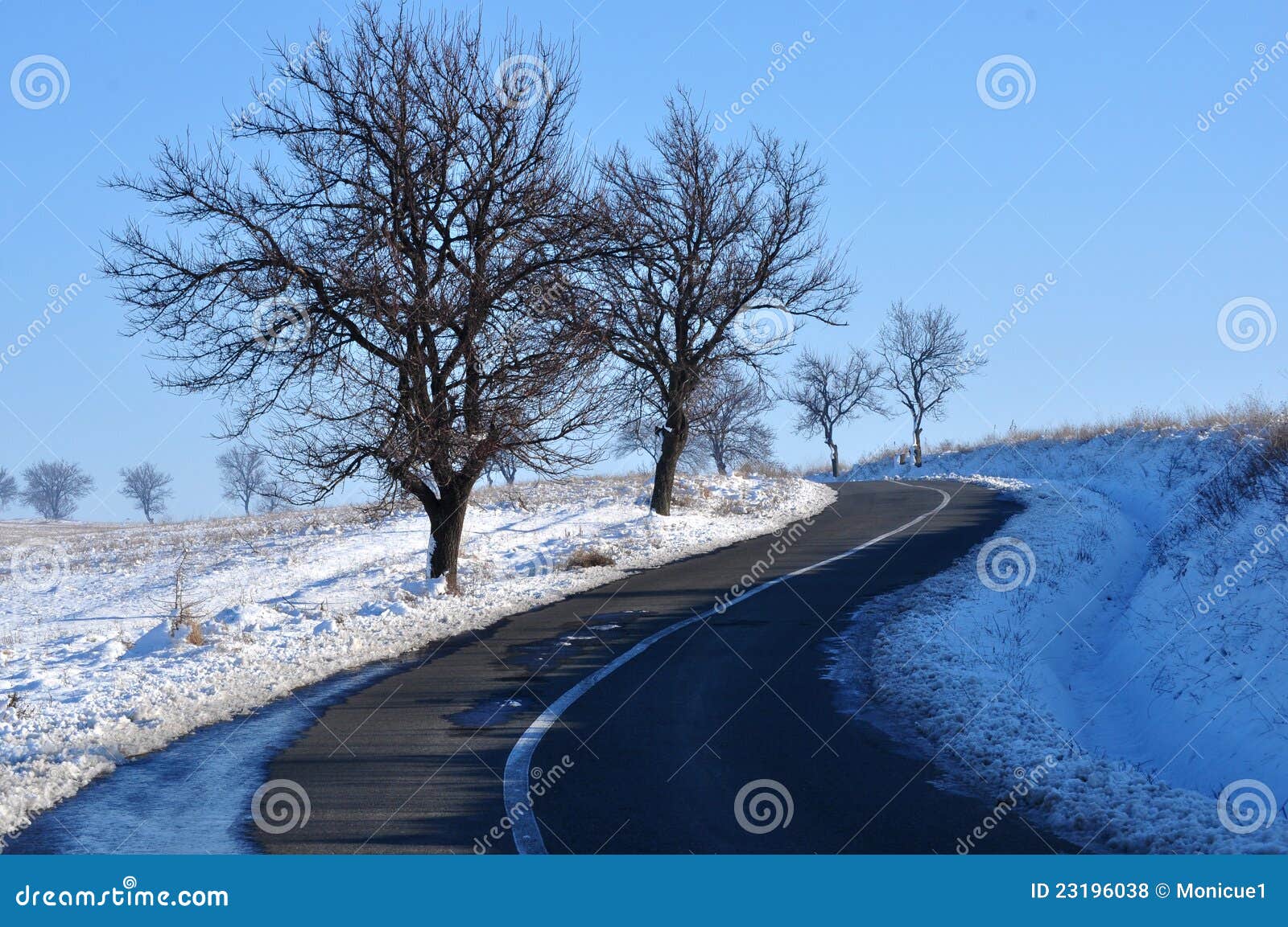 Snow Road stock photo. Image of cold, outdoors, infrastructure - 23196038