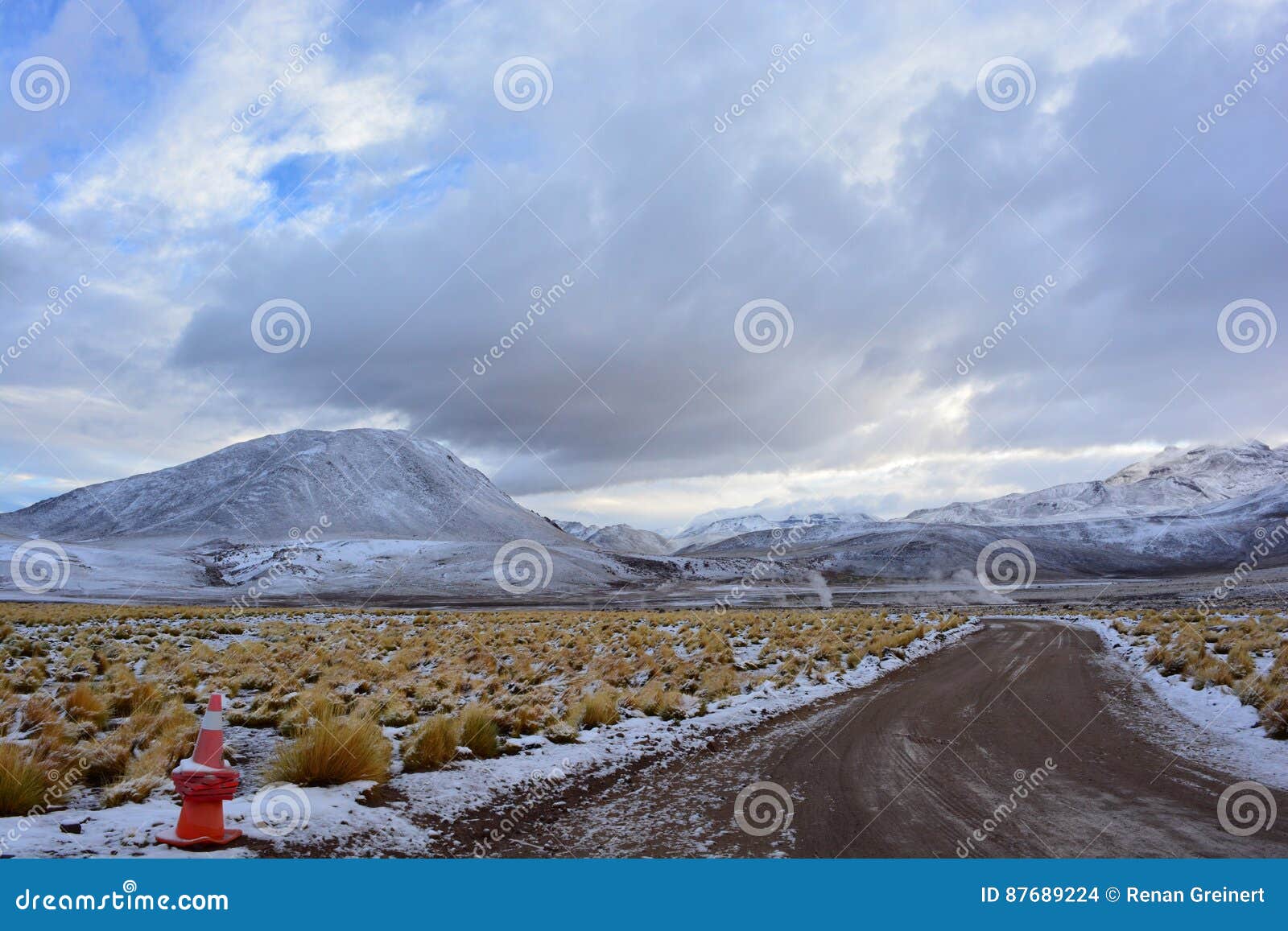Snow Road at the Atacama Desert, Chile Stock Photo - Image of ...