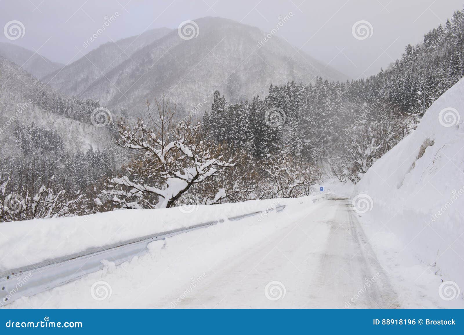 Snow Road on Mountain at Japan Stock Photo - Image of horizontal ...