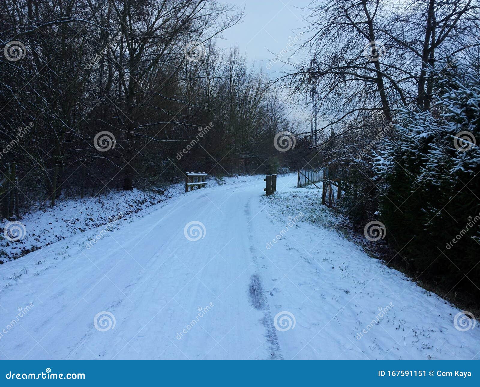 Snow on the road stock image. Image of snow, beautiful - 167591151