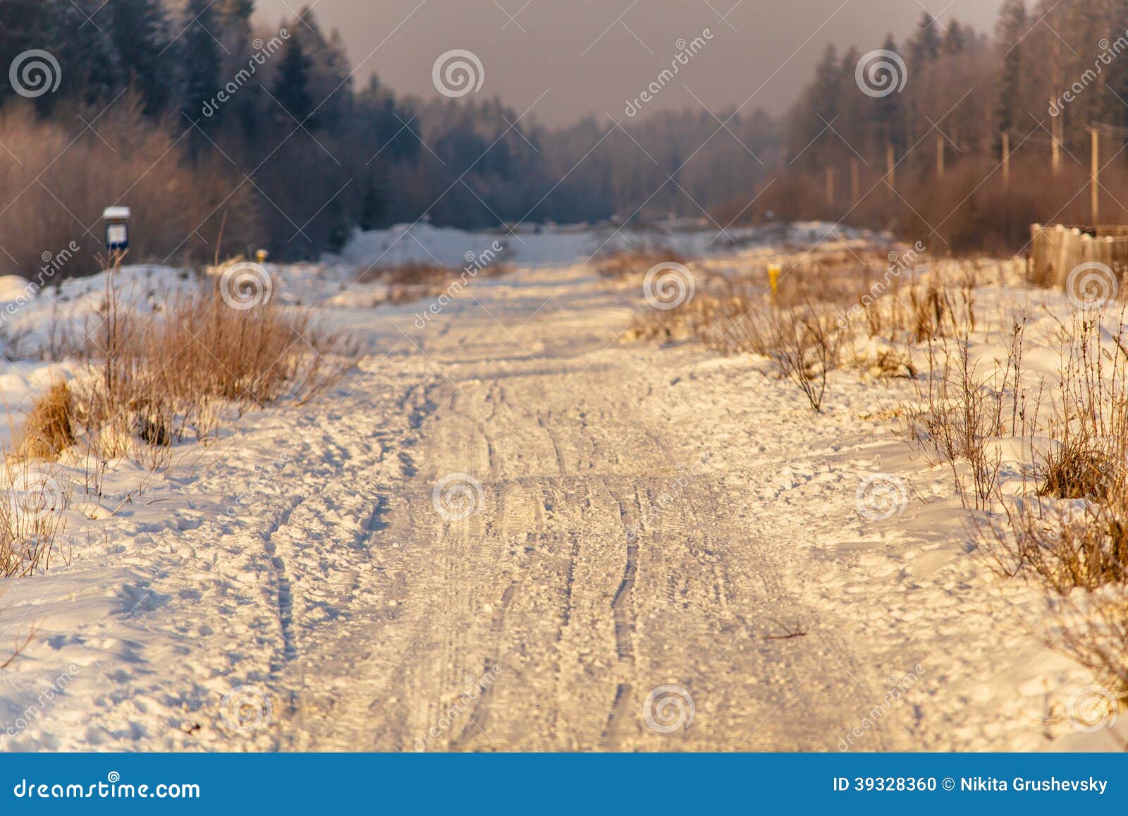Snow road at sunrise_4 stock photo. Image of cold, brown - 39328360