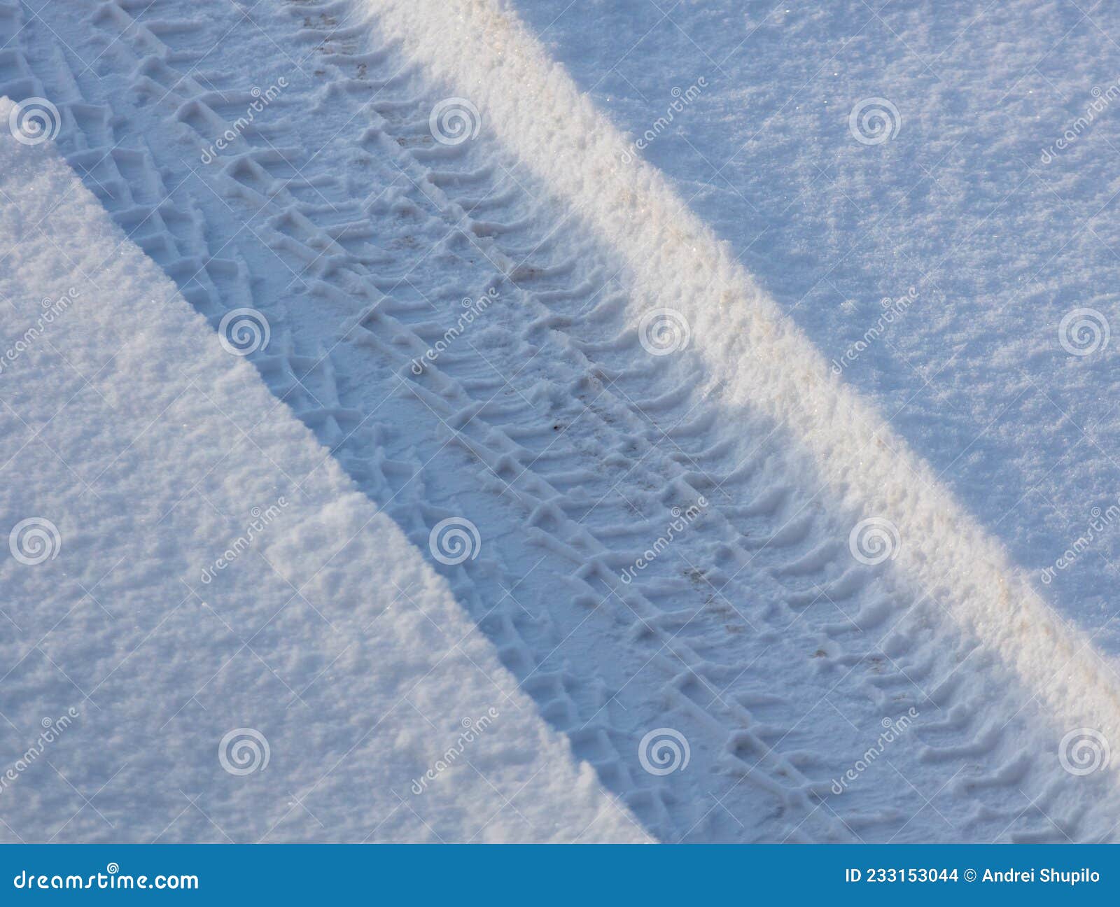 Snow on road in winter. stock photo. Image of powder - 233153044