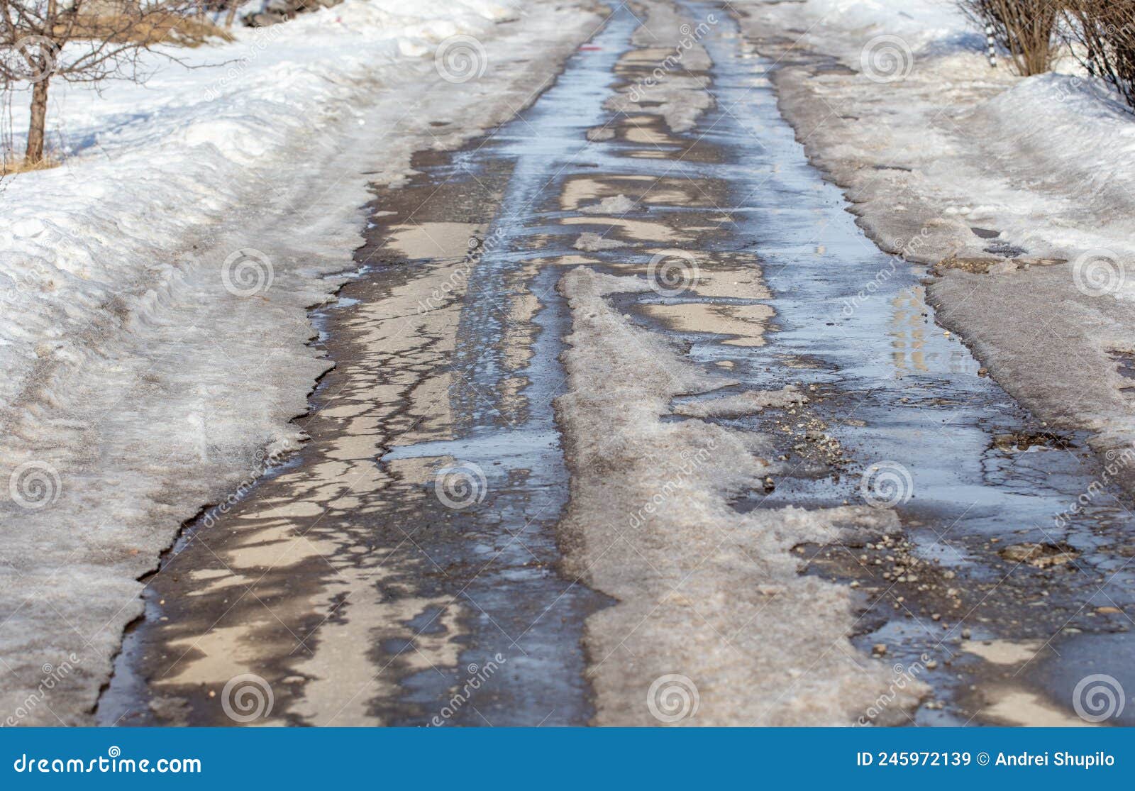 Snow on the Road in Winter. Stock Image - Image of christmas, nature ...