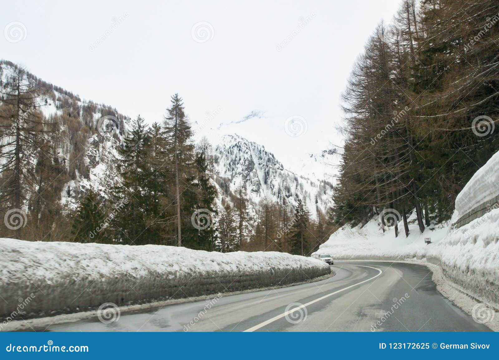 Snow on the roadside. stock image. Image of move, transportation ...