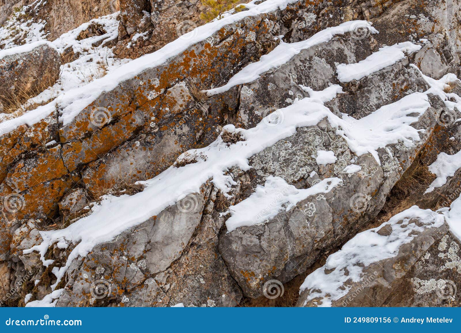 Snow on the Rocks, Rocks Under the Snow Stock Photo - Image of winter ...