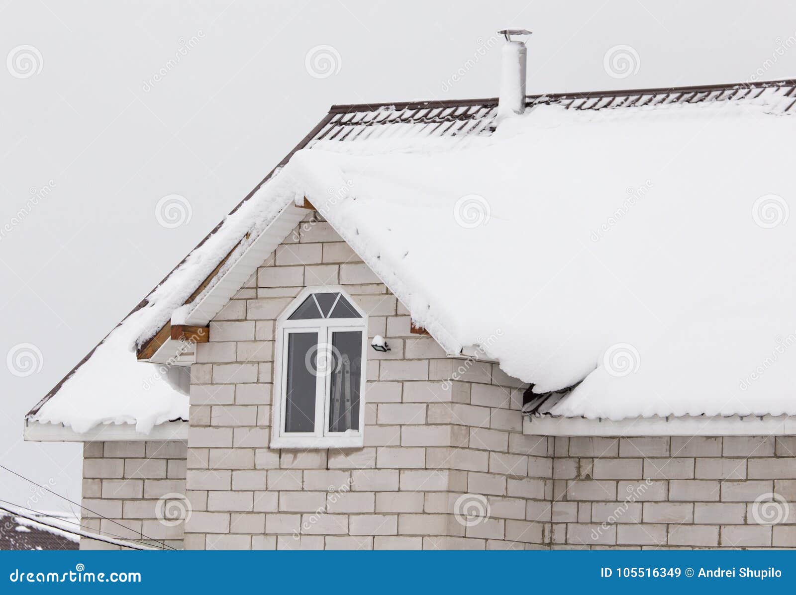 Snow on the Roof of the House Stock Image - Image of building, roof ...