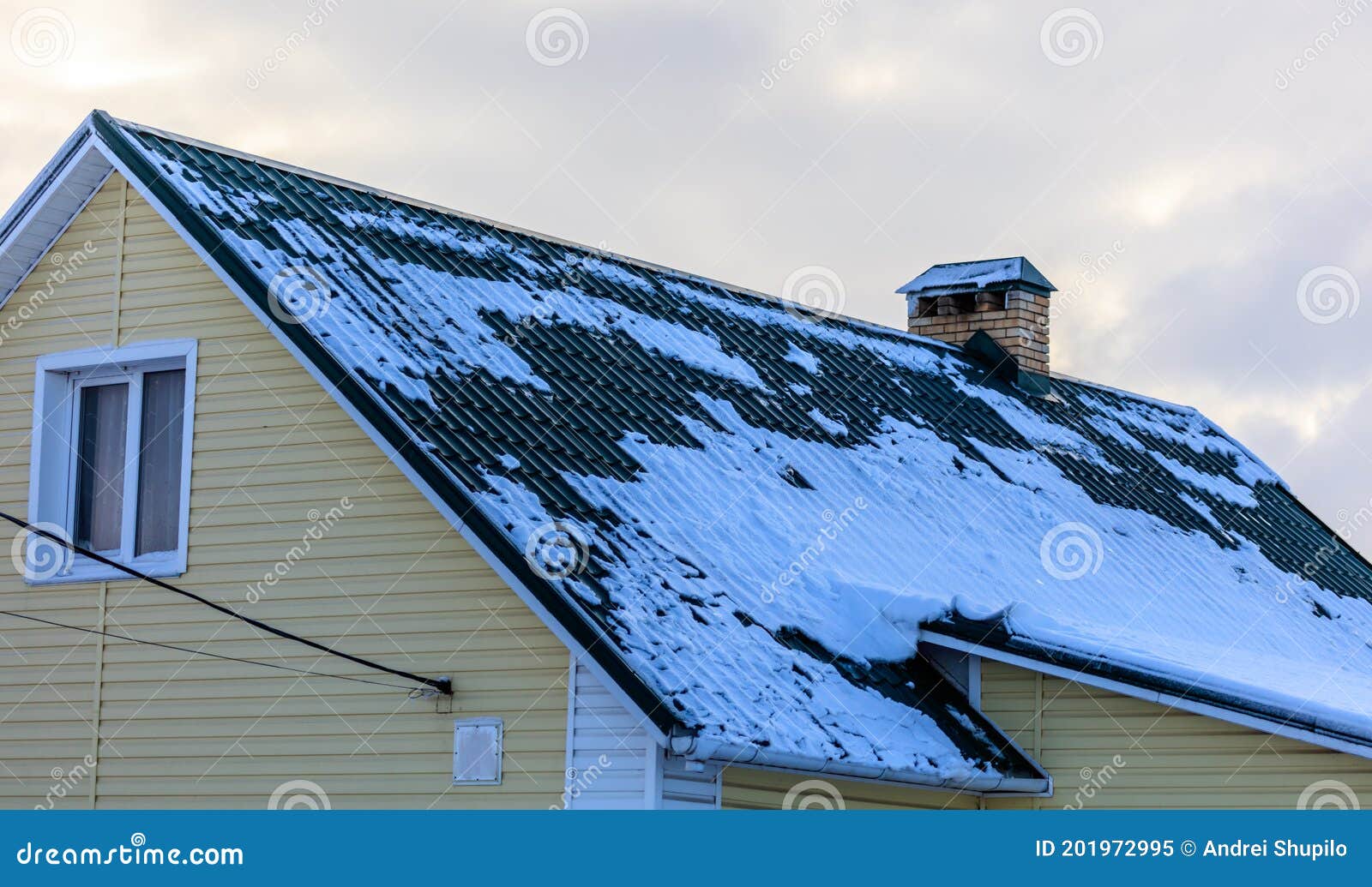 Snow on the Roof of the House Stock Image - Image of frozen, snowy ...