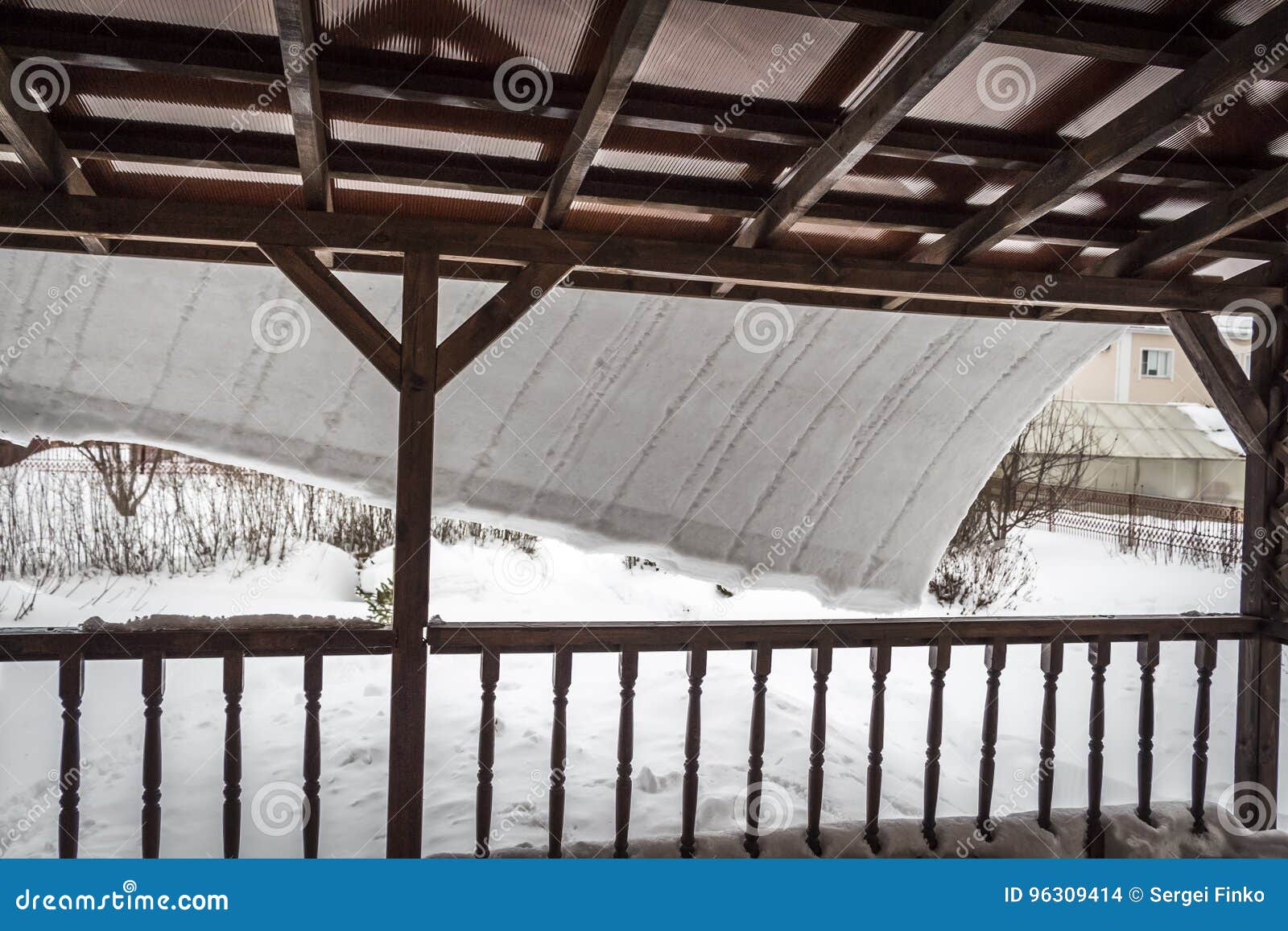 Snow on the roof stock photo. Image of nature, hanging - 96309414