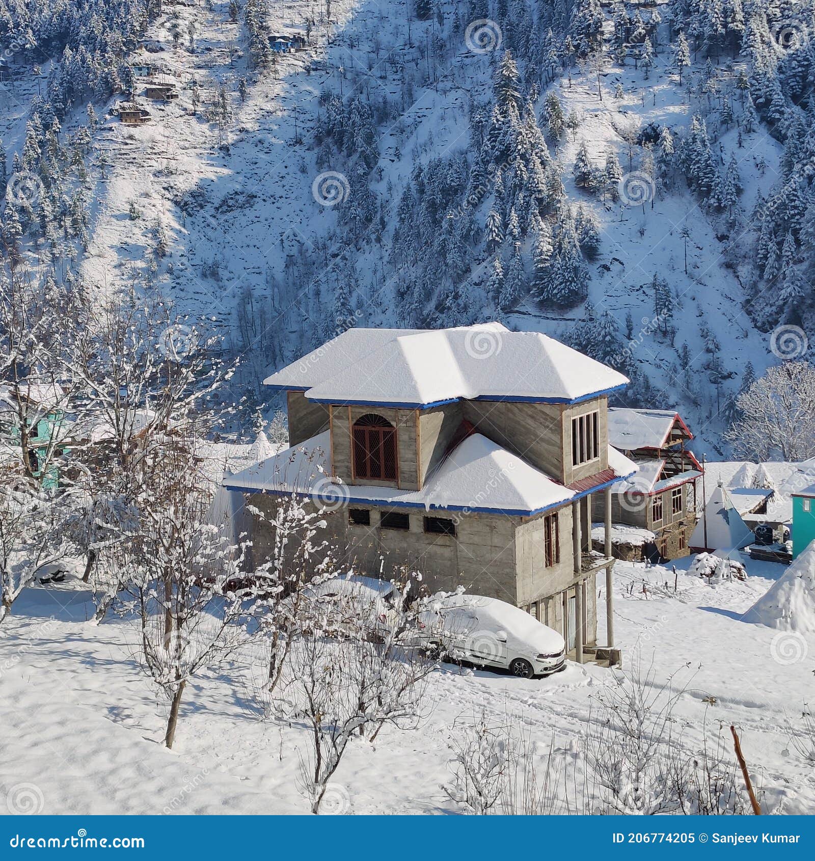 SNOW on the ROOFS of HOUSE in HILLY AREAS Stock Image - Image of house ...