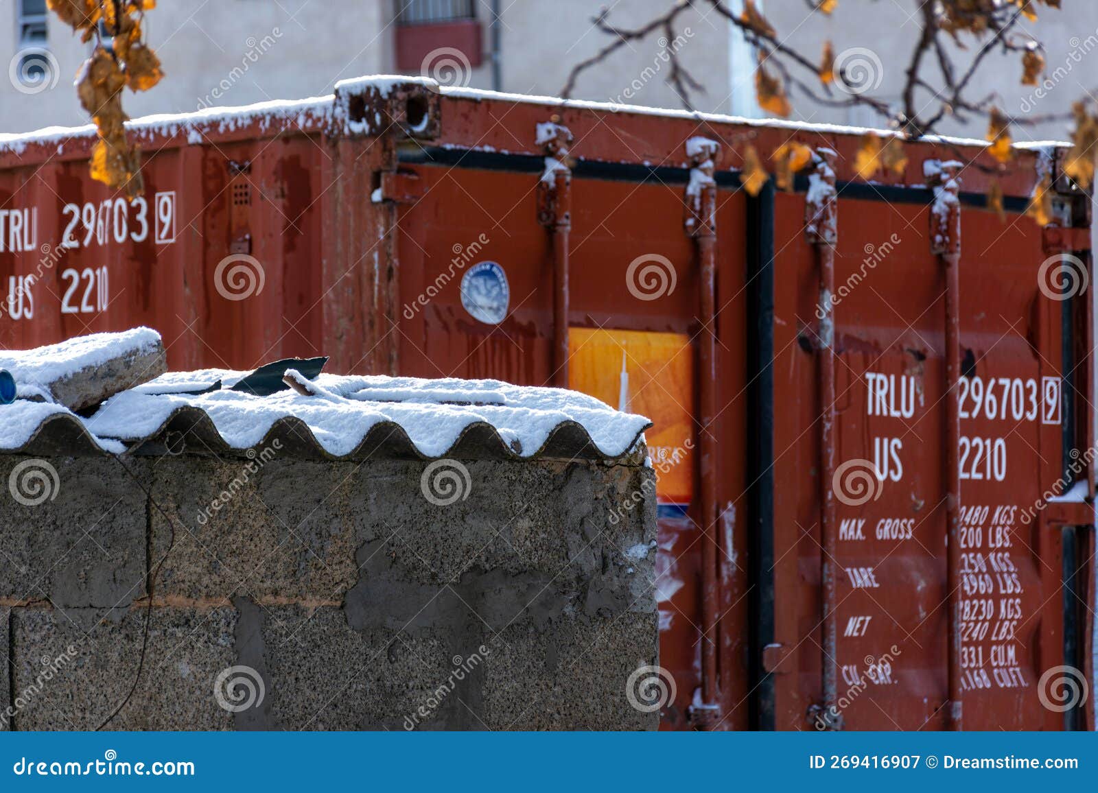 Snow on the Rooftop of a Building. Container Editorial Photography ...