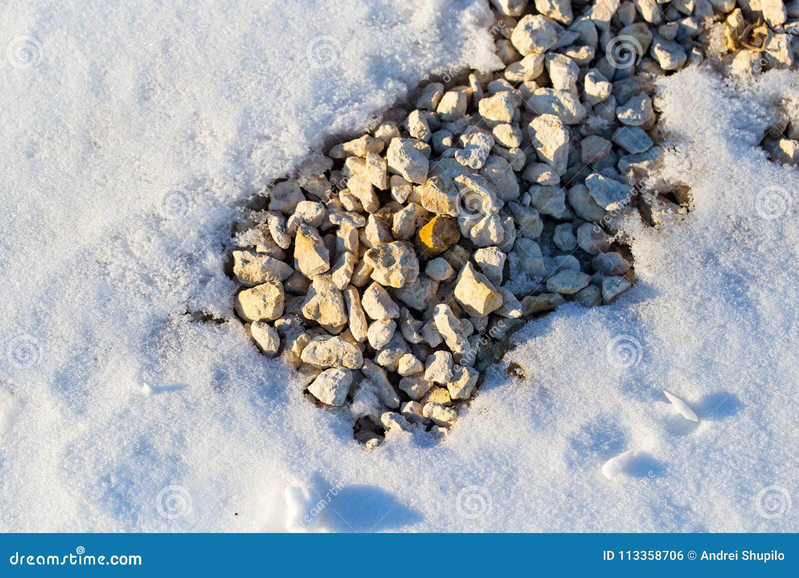 Snow with Rubble As an Abstract Background Stock Photo - Image of brown ...
