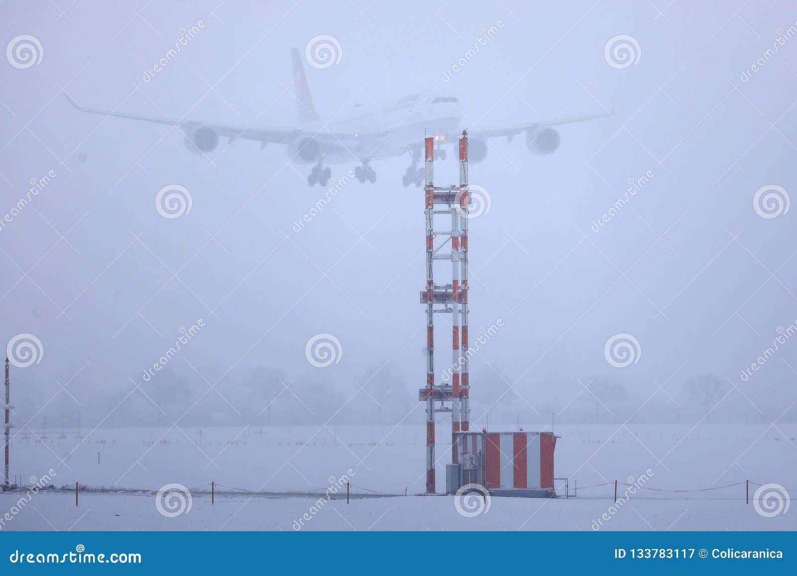 Four Engine Plane Landing on Heavy Snow Editorial Photography - Image ...