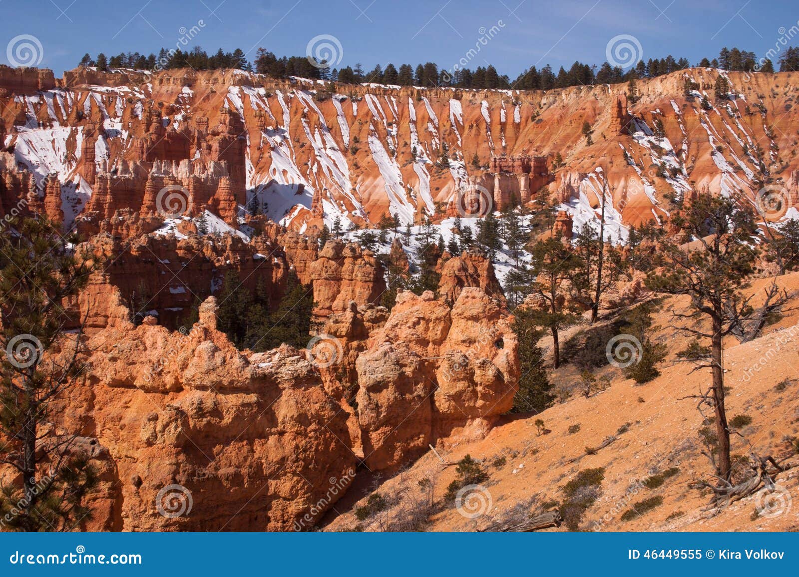 Snow on Sandy Slopes of Bryce Canyon, Utah, USA Stock Image - Image of ...