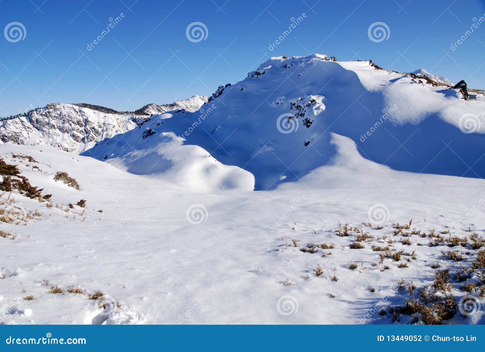 Snow scene. stock photo. Image of grass, attractive, beautiful - 13449052