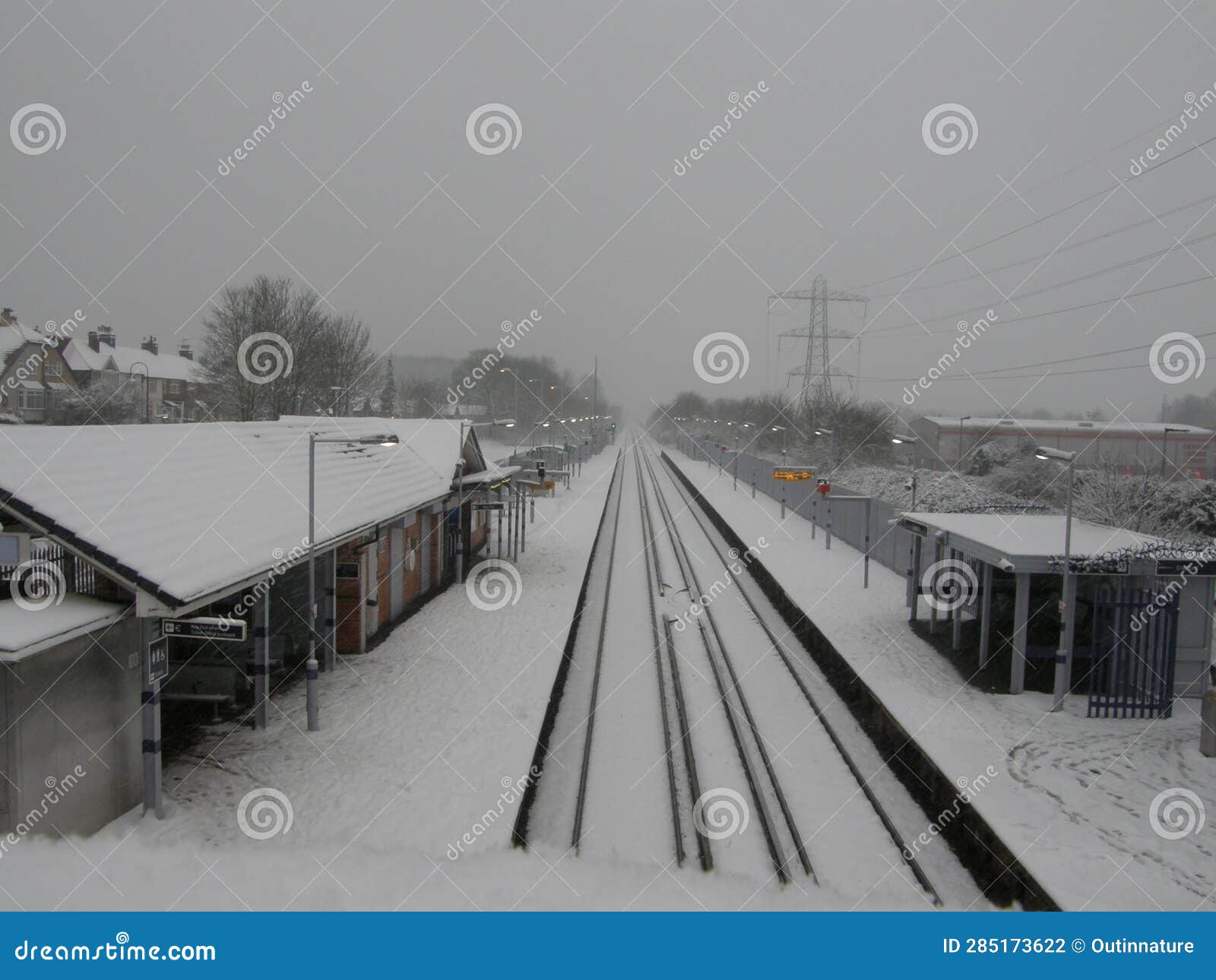 Snow Scene on a Train Railway Platform Stock Photo - Image of winter ...