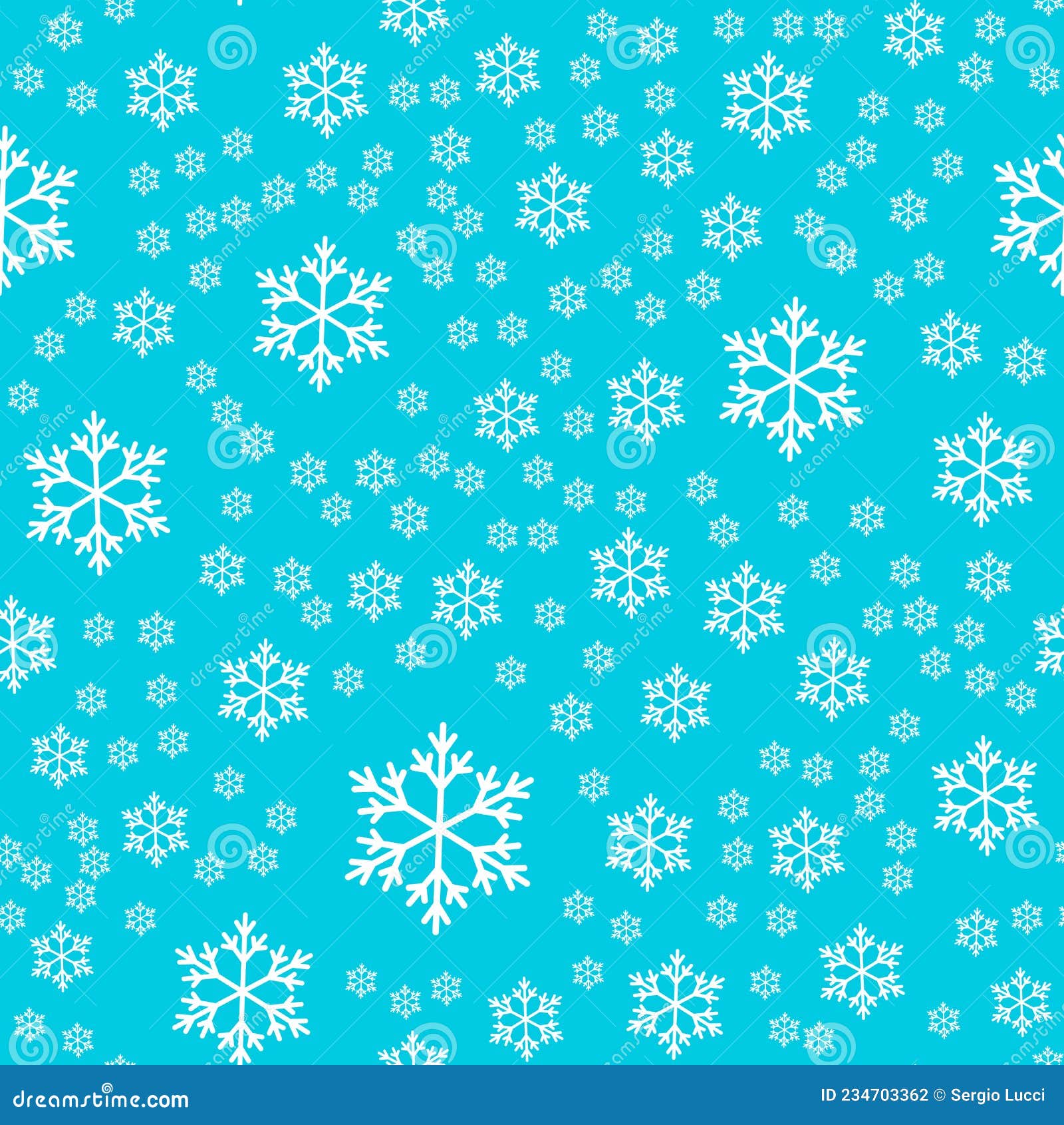Snow Seamless Pattern. White Snowflakes on Blue Background. Falling ...