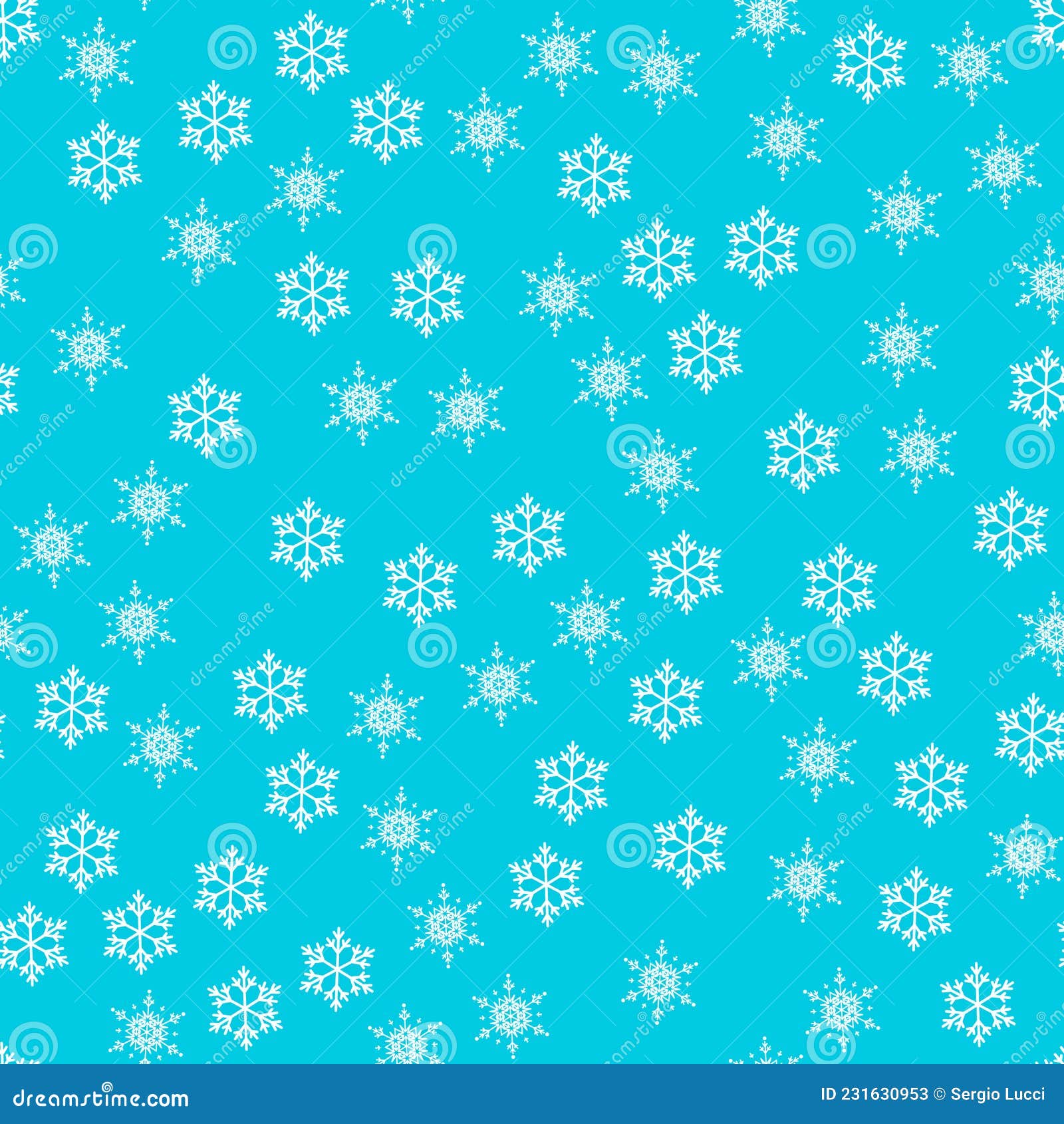 Snow Seamless Pattern. White Snowflakes on Blue Background. Falling ...