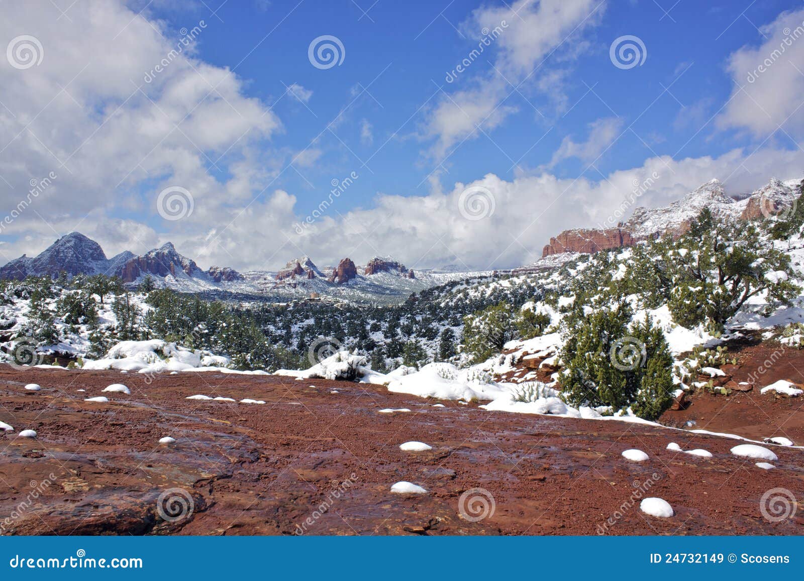 Snow in Sedona stock image. Image of trees, sedona, scenic - 24732149