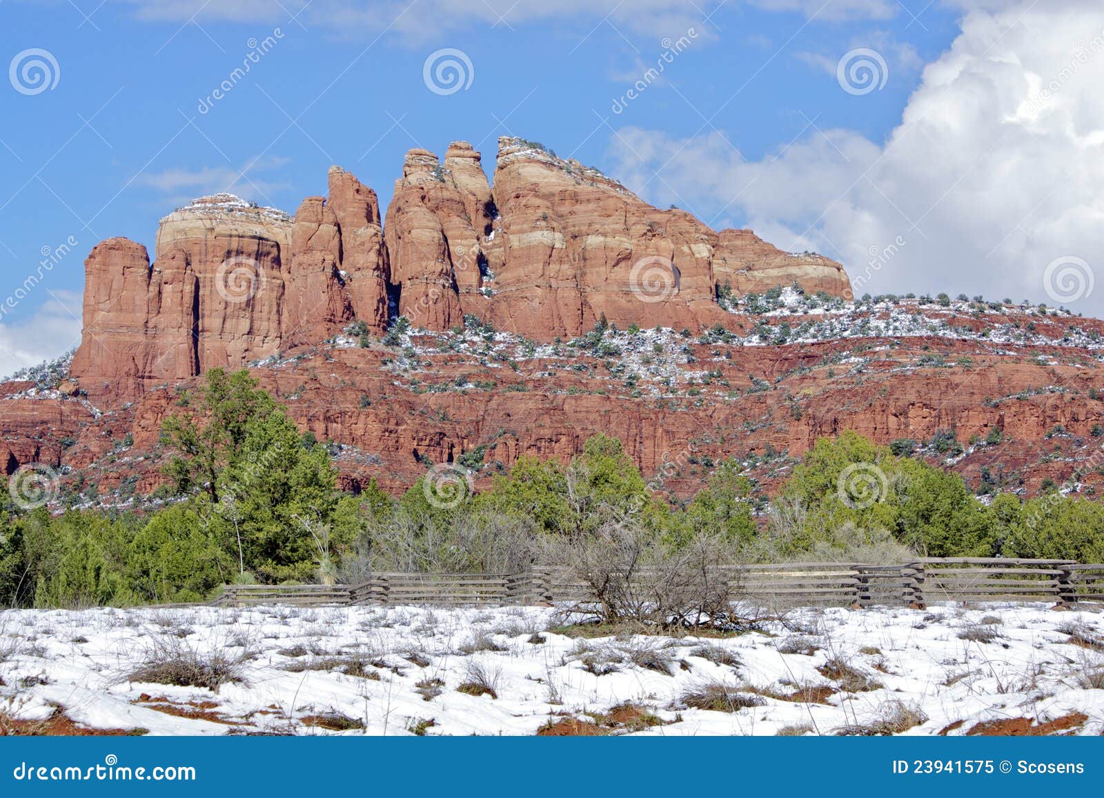 Snow in Sedona, AZ stock image. Image of trees, geologic - 23941575