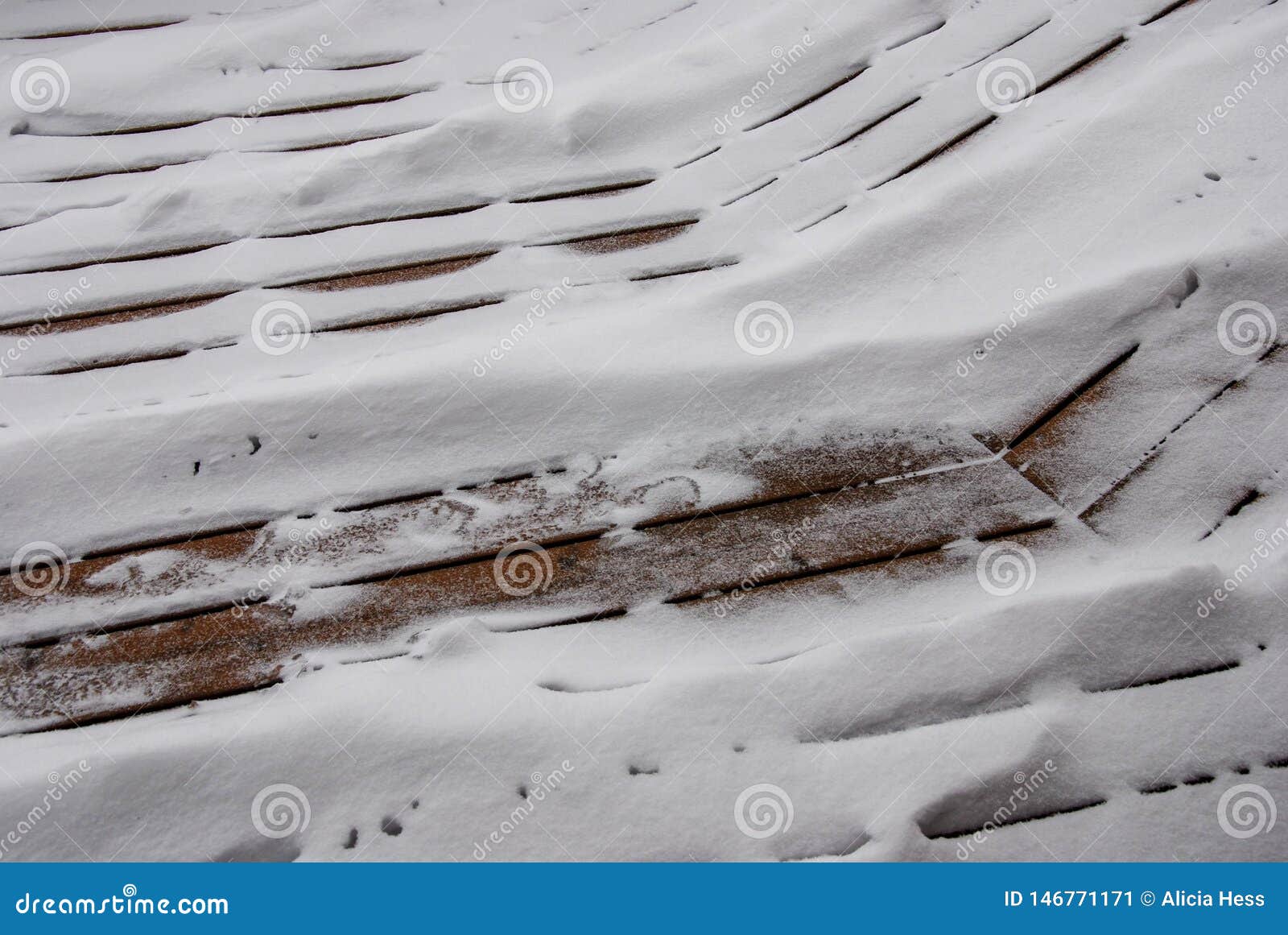 Snow Sifting through Cracks in Deck Stock Image - Image of deck, snow ...