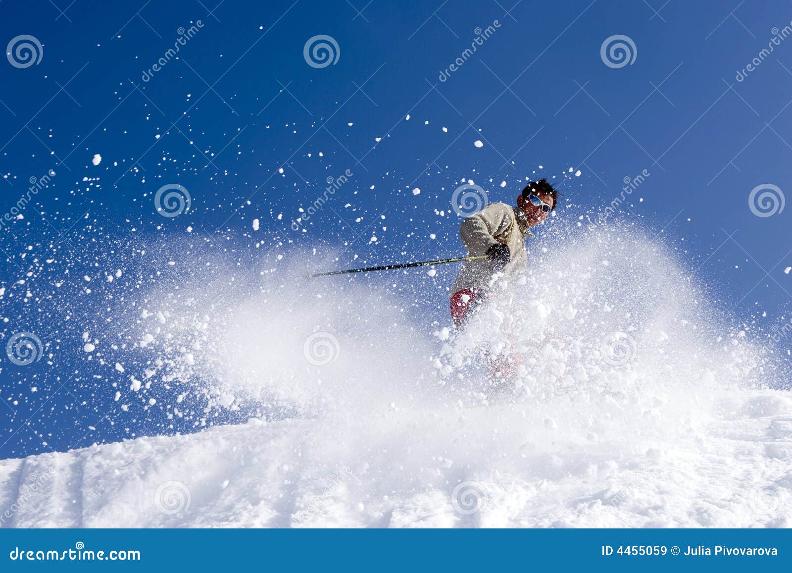 Snow Skier Jumping Against Blue Sky Stock Image - Image of tourist ...