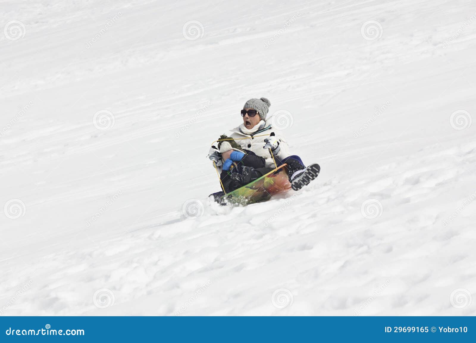 Snow sledding Crash stock image. Image of hillside, sliding - 29699165