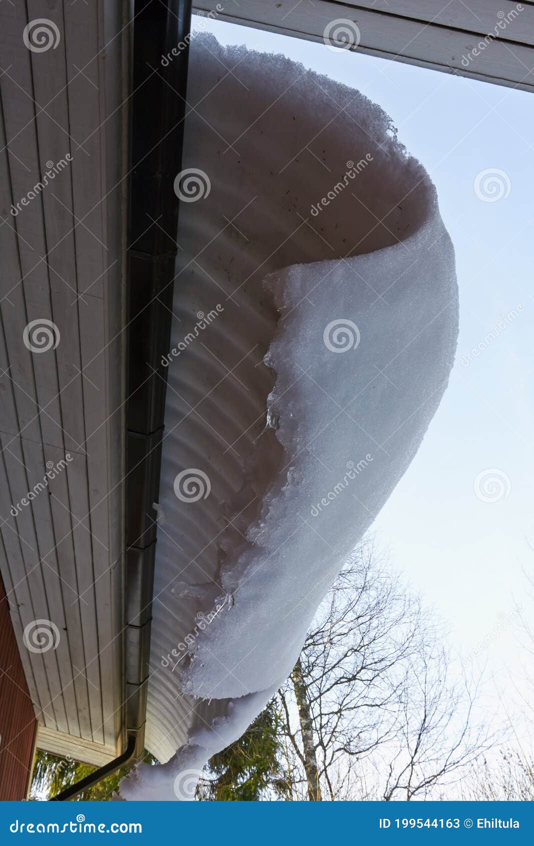 Snow Sliding Off the Roof, Finland Stock Image - Image of danger ...