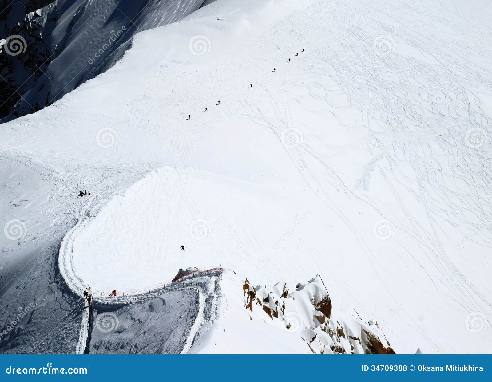 Snow Slope with Mountain-skiers Stock Photo - Image of piste, extreme ...