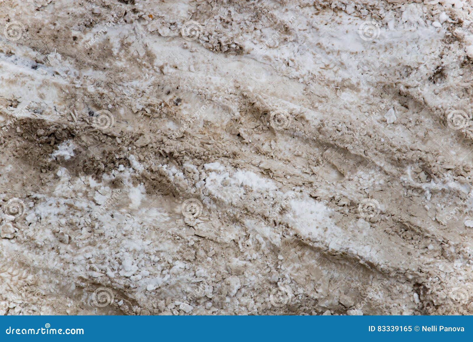 Snow and Slush Footprints on the Road Stock Image - Image of field ...