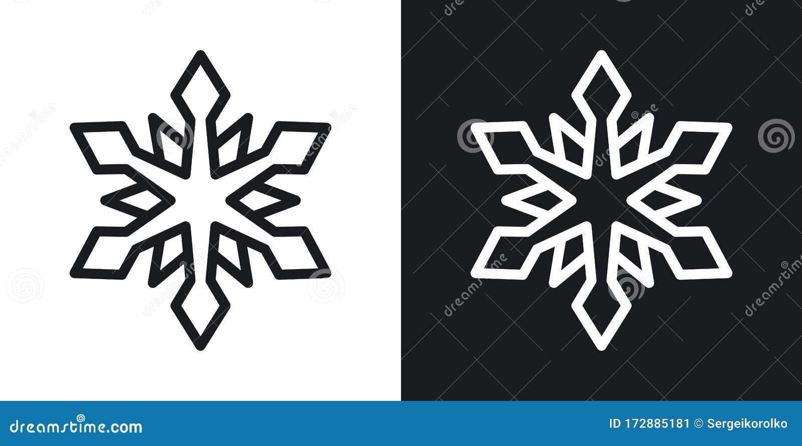 Snow or Snowflake Icon for Weather Forecast Application or Widget. Two ...