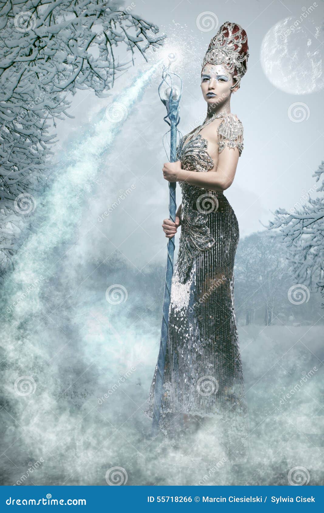 Snow sorceress stock photo. Image of wizard, updo, witch - 55718266