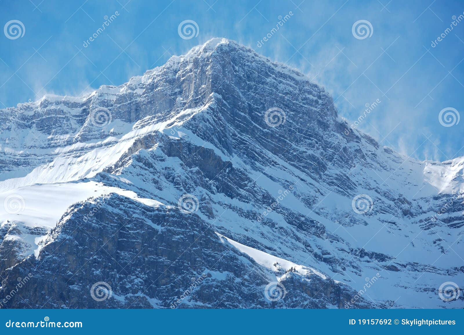 Snow Spindrift on Mountain Peak 01 Stock Photo - Image of gusts, windy ...