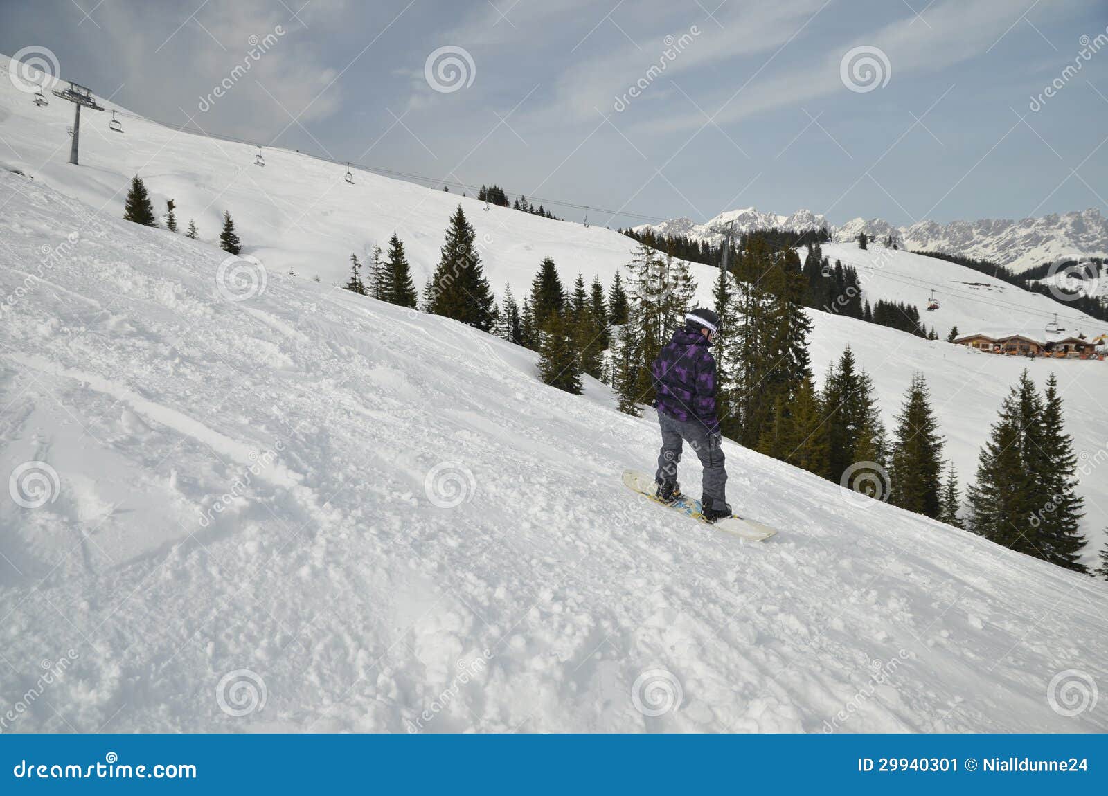 Snowboarding in the alps stock image. Image of slope - 29940301