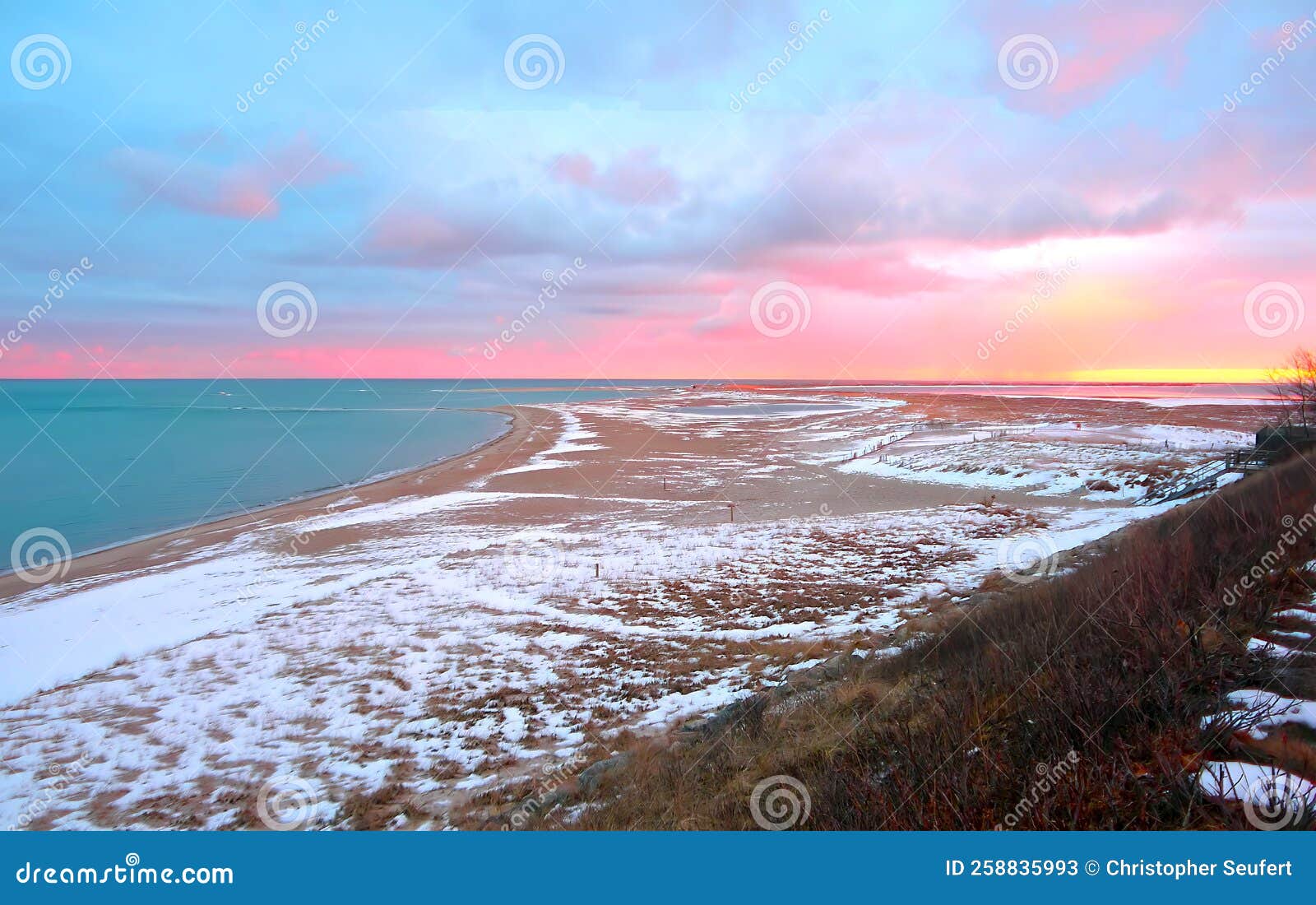 Snow Squall at Lighthouse Beach at Chatham, Cape Cod Stock Image ...