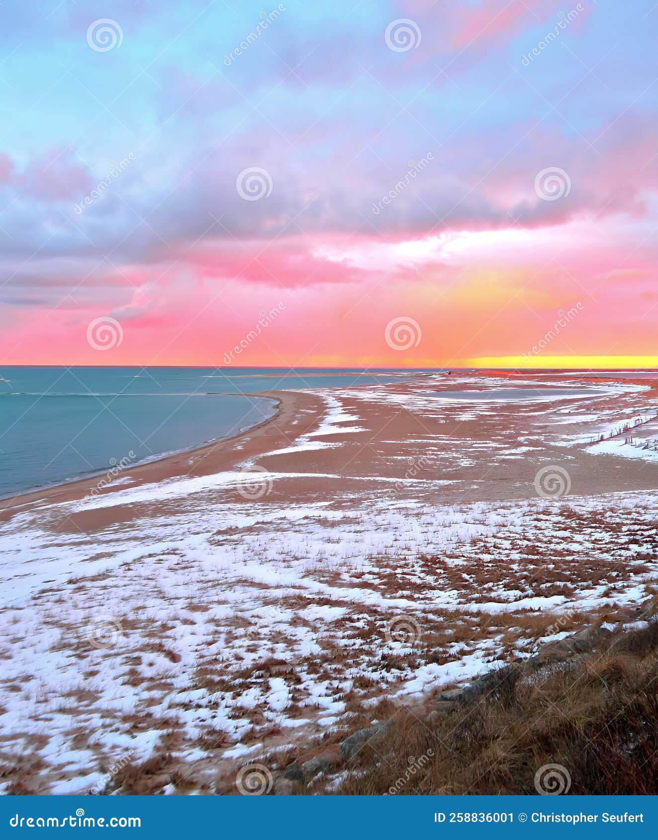 Snow Squall at Lighthouse Beach at Chatham, Cape Cod Stock Image - Image of chatham, sunset ...