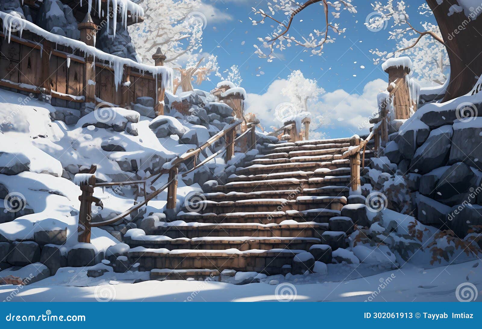Snow Stairs For Snowy Landscapes. Stock Image | CartoonDealer.com ...