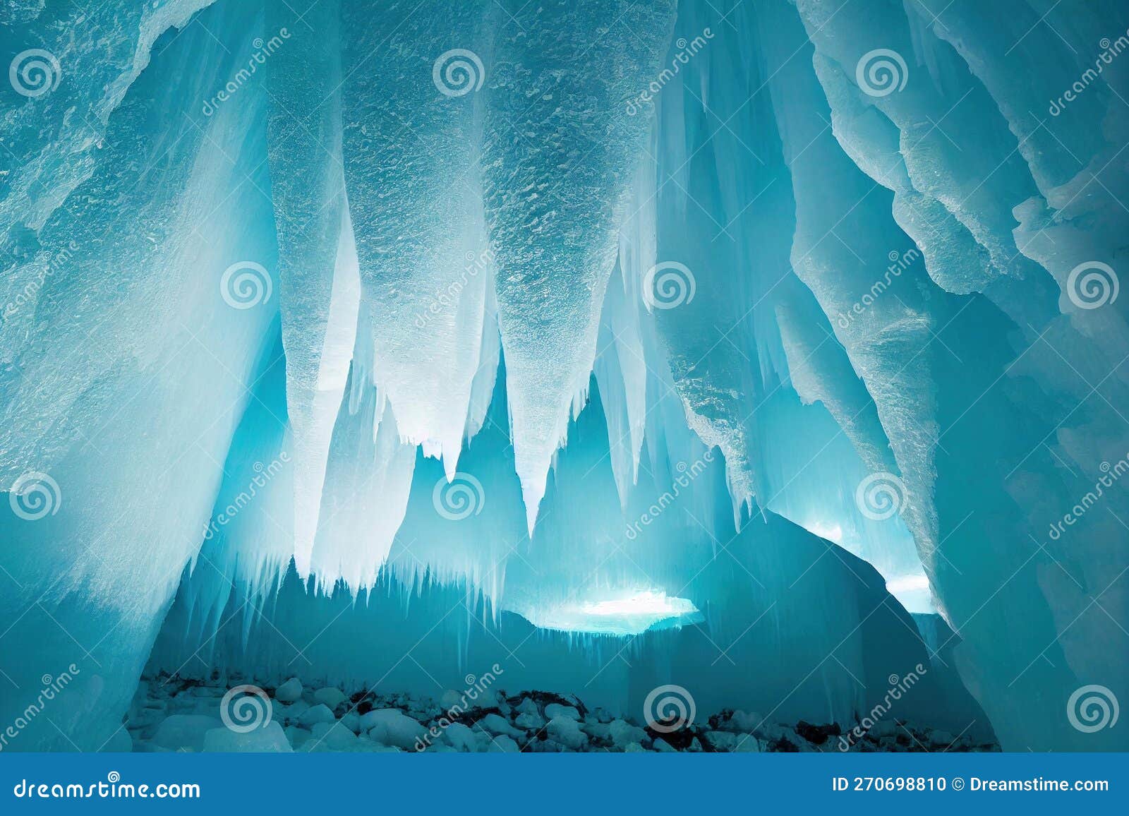 Snow Stalactites in Arctic Desert in Ice Cave. Stock Illustration ...