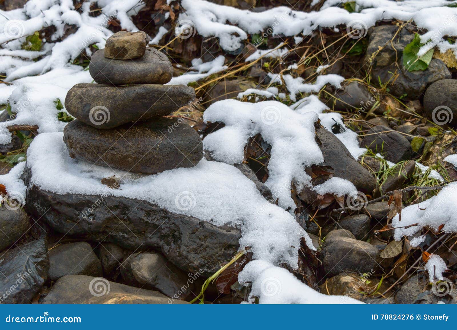 Snow on stones stock photo. Image of nature, norway, picturesque - 70824276