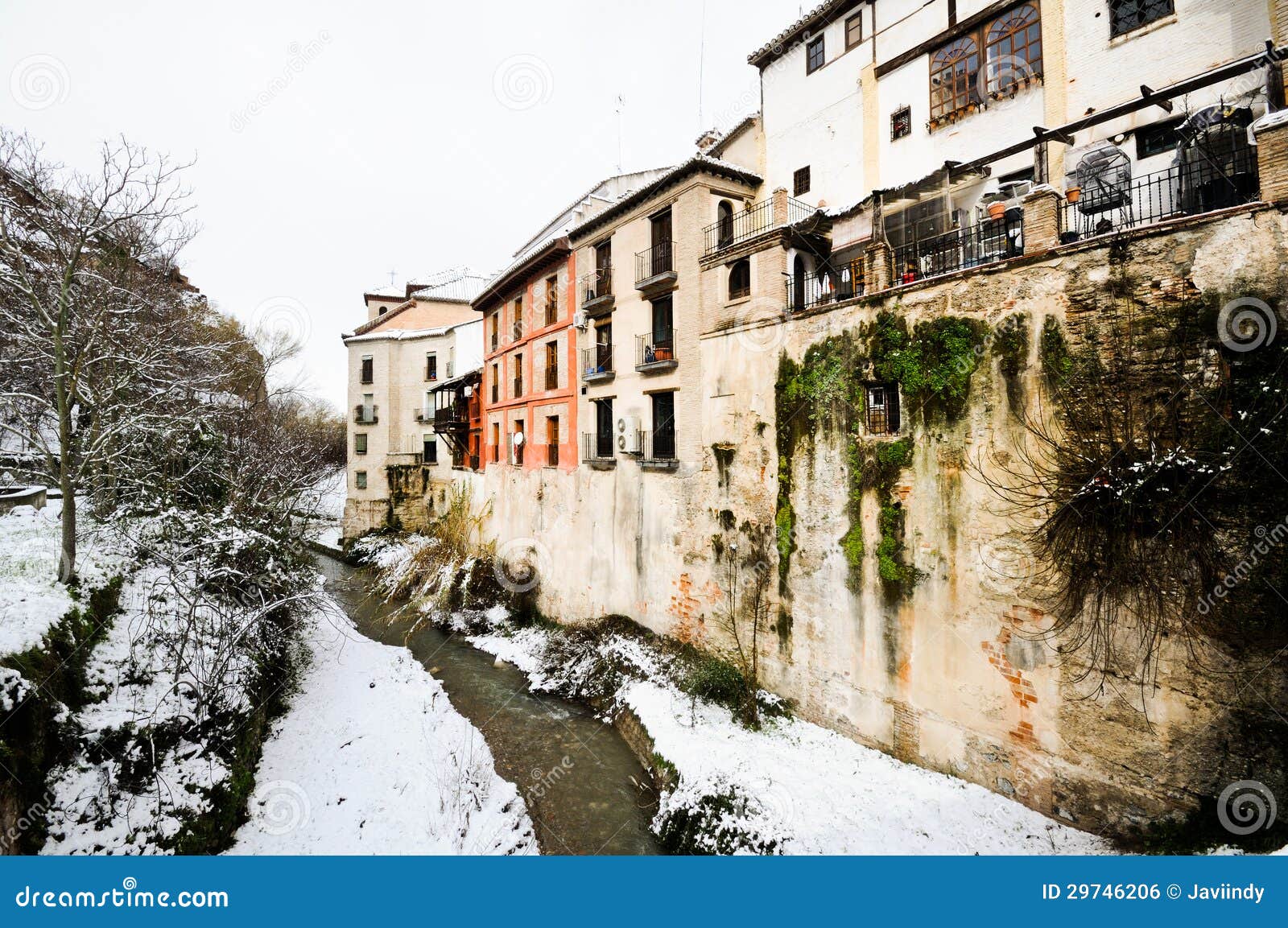 Snow Storm with Slush on Sidewalks. Granada Stock Photo - Image of ...
