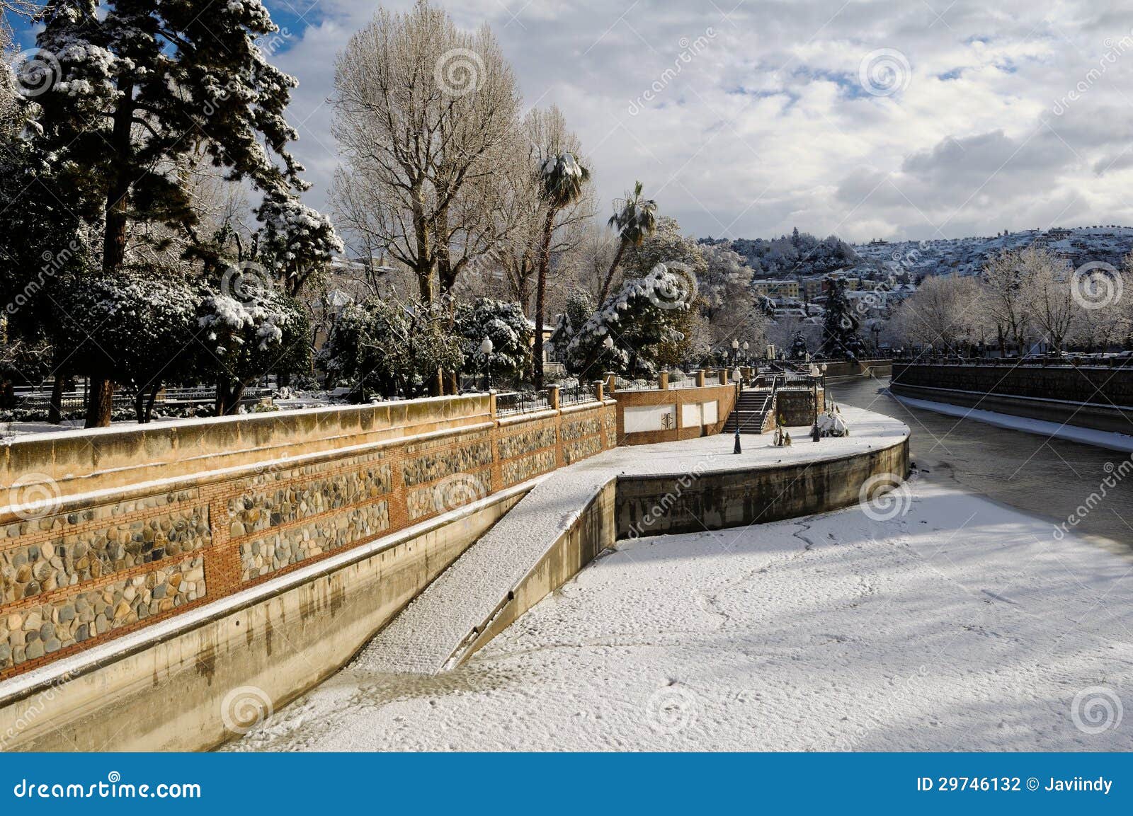 Snow Storm with Slush on Sidewalks. Granada Stock Photo - Image of ...