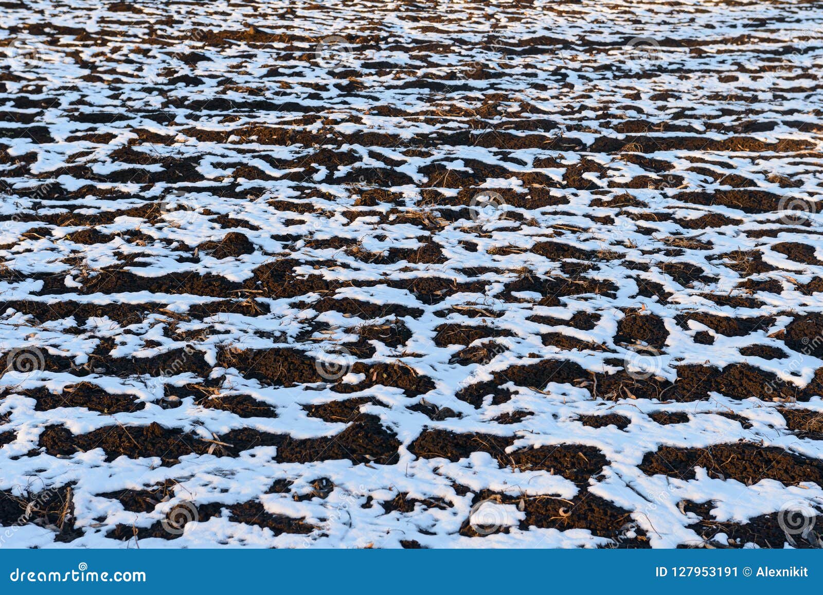 Snow Streaks and Drifts on the Land Stock Image - Image of dirt, brown ...