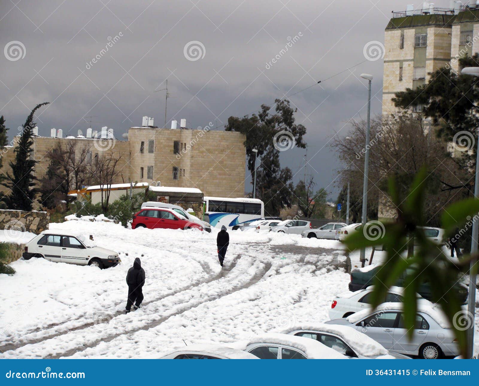 Snow on Street after the Massive Snowfall. Jerusalem, Israel Editorial ...