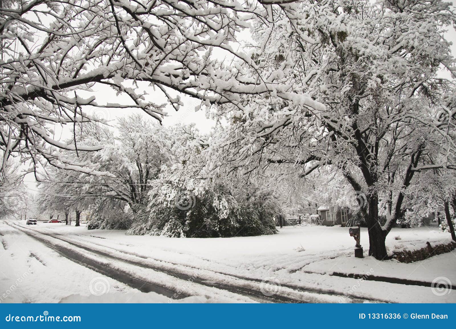 Snow in the Suburbs stock photo. Image of mailbox, suburb - 13316336