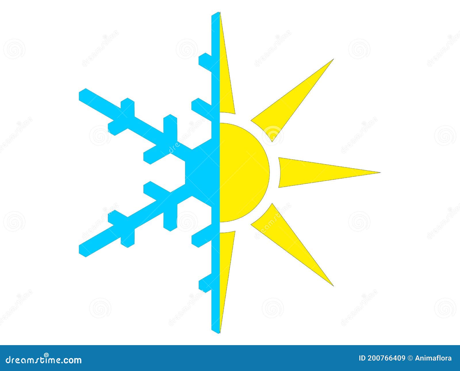Snow and Sun Vector Characters Isolated on White Background Stock ...