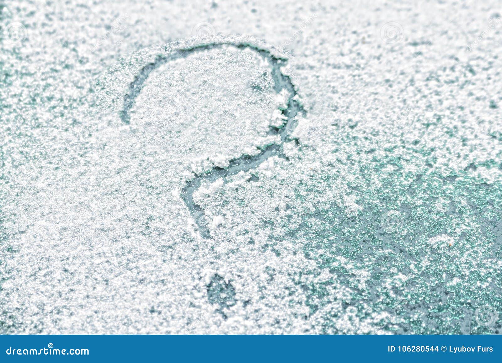 Question mark in the snow stock photo. Image of symbol - 106280544