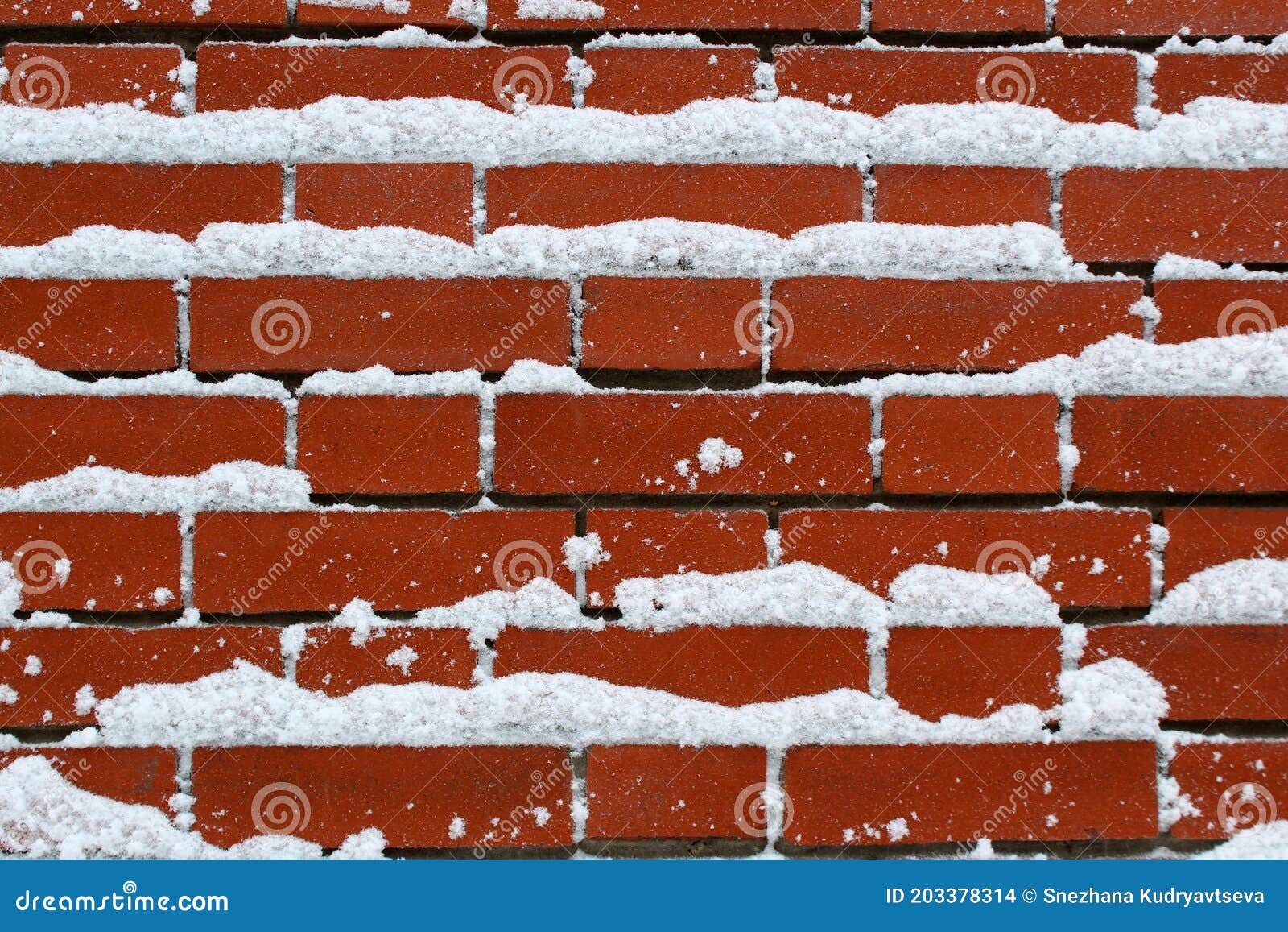 Texture Red Brick Wall Covered with Snow Stock Photo - Image of house ...